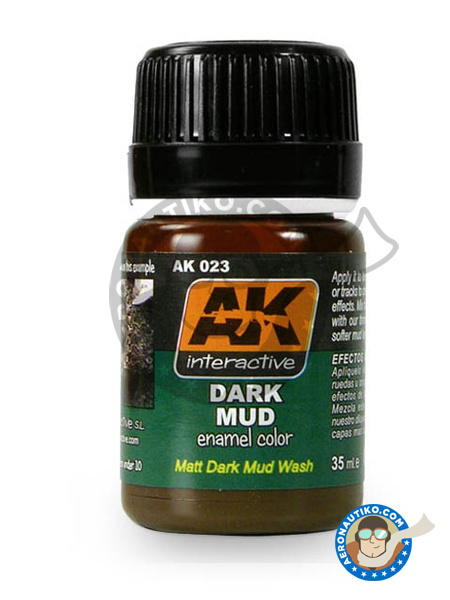 AK Interactive: AK Weathering efect product - Dark Mud - for all kits or dioramas (ref. AK-023 ...